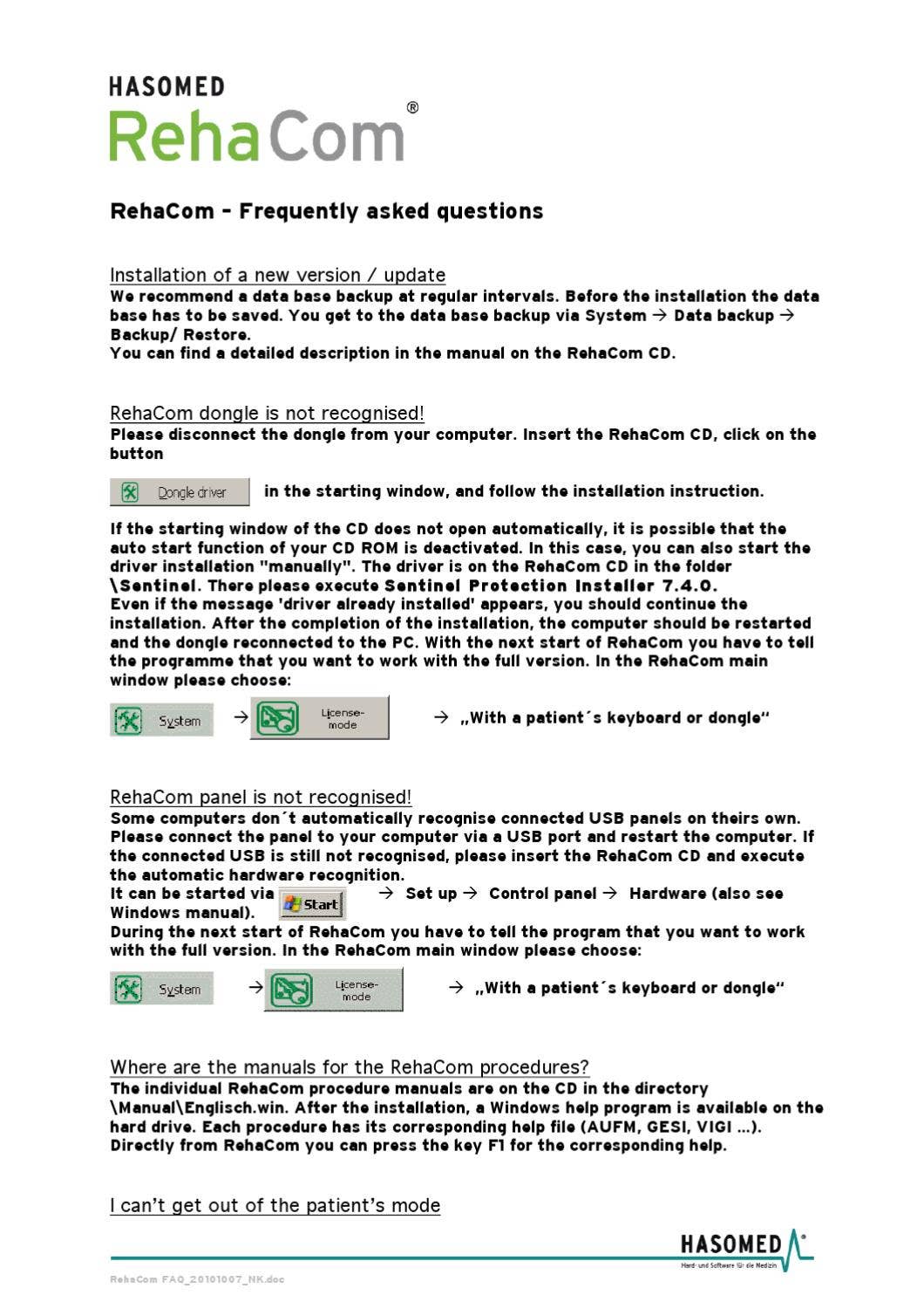 RehaCom FAQ's by Anatomical Concepts (UK) Ltd - Issuu