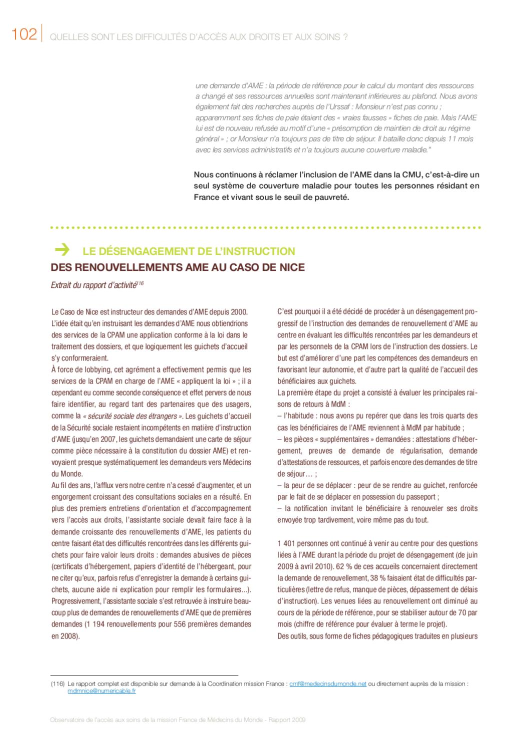 OBSERVATOIRE DE L’ACCÈS AUX SOINS - Rapport 2010 by Médecins du Monde ...
