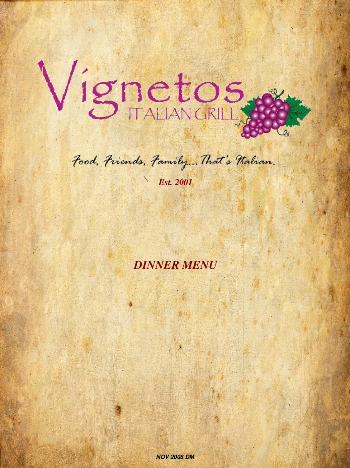 Vignetos Dinner Menu by Social Caddie - Issuu