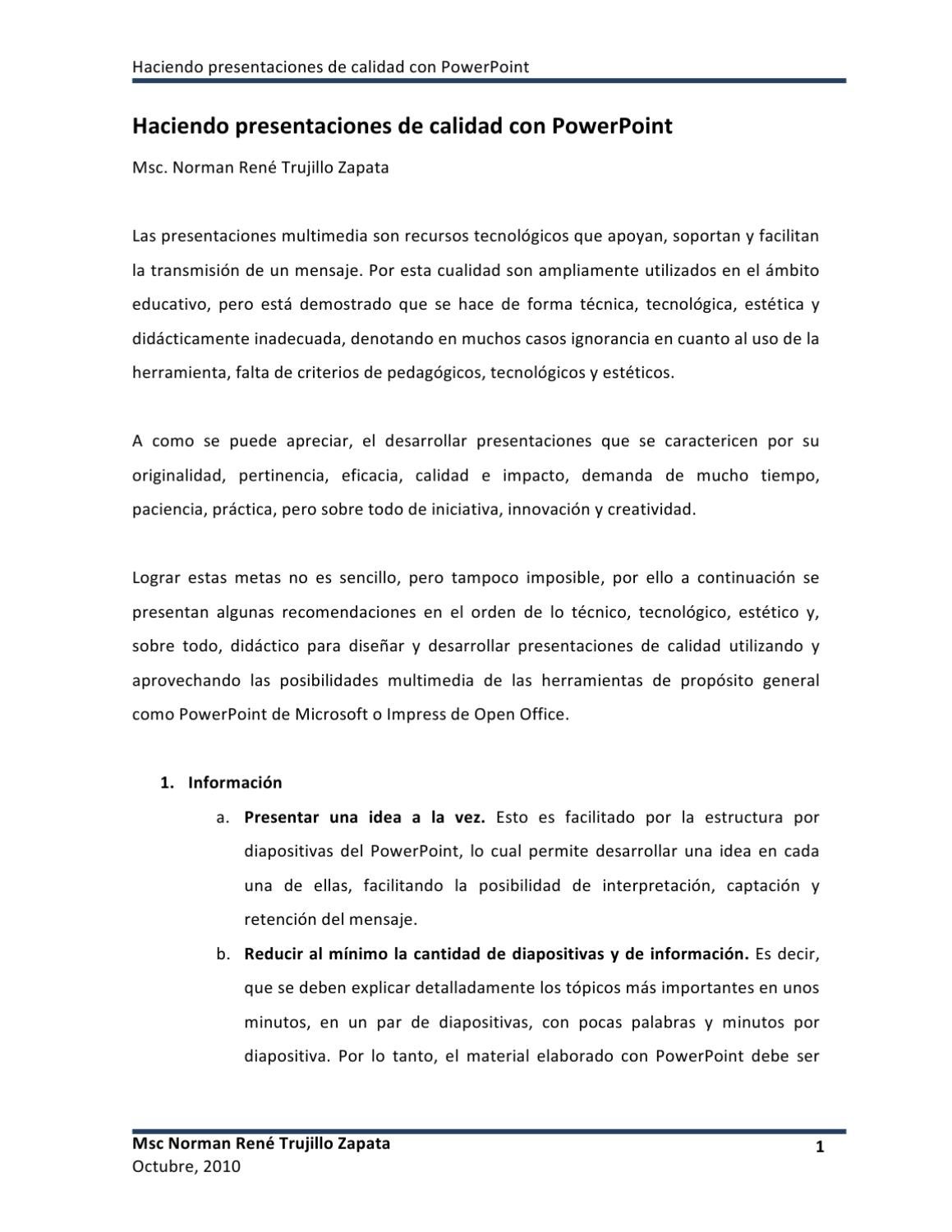 Haciendo presentaciones de calidad con PowerPoint by Norman René ...