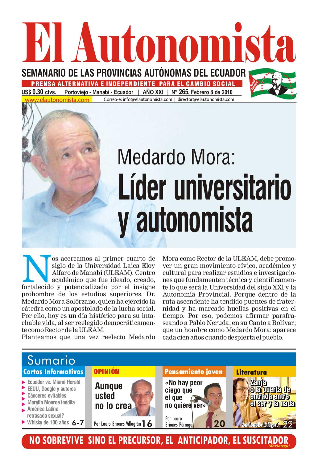 El autonomista 265 by Ernesto Intriago - Issuu