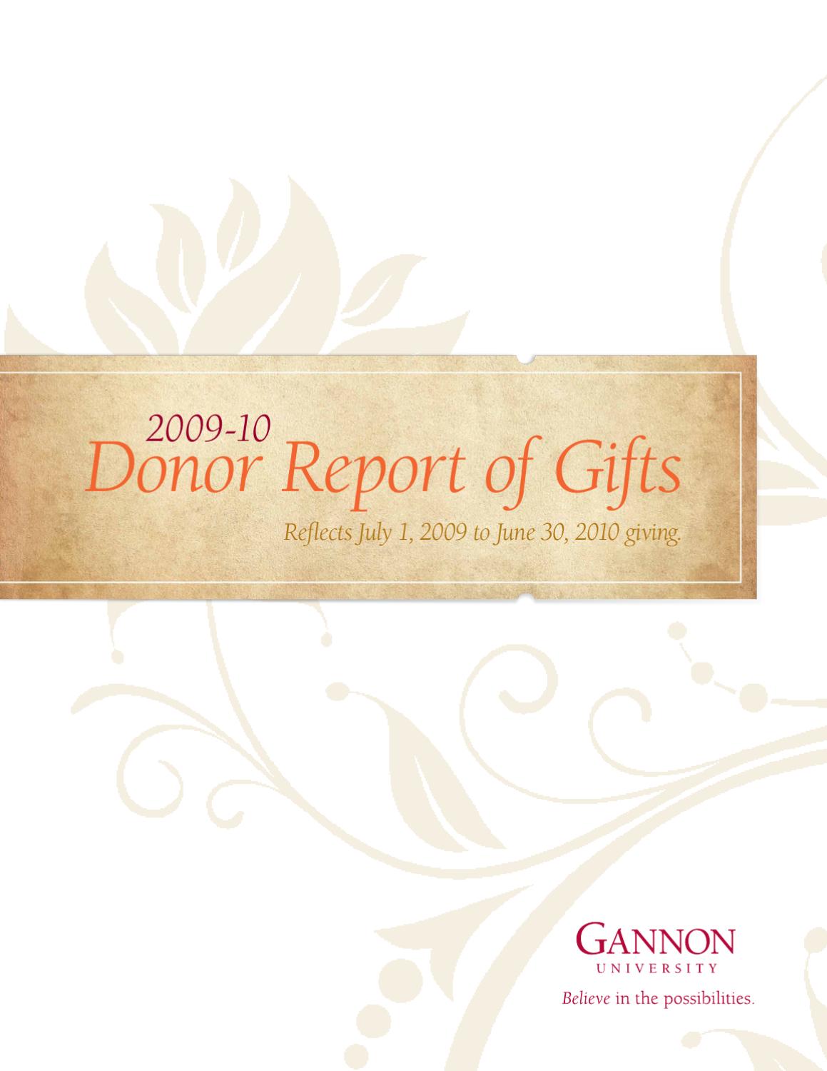 Donor Report of Gifts 2010 by Gannon University - Issuu