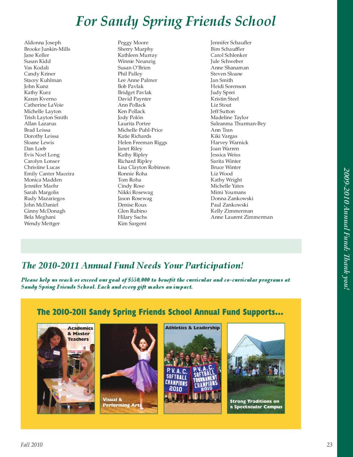 Sandy Spring Friends School Community News: Fall 2010 by Sandy Spring ...