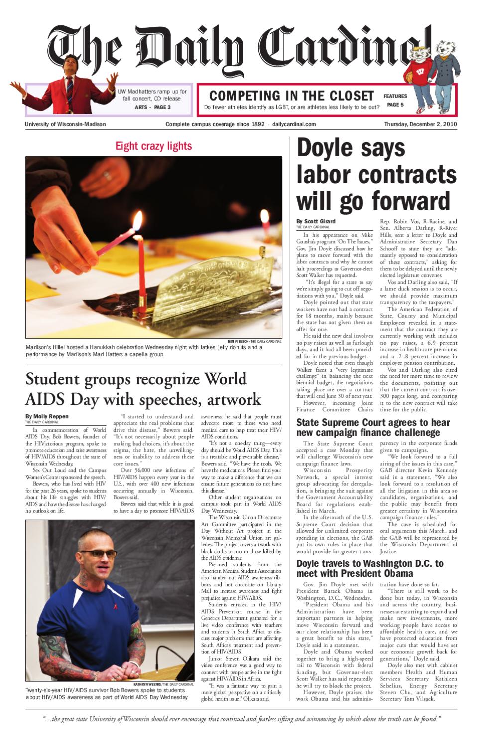 The Daily Cardinal - Thursday, December 2, 2010 by The Daily Cardinal ...