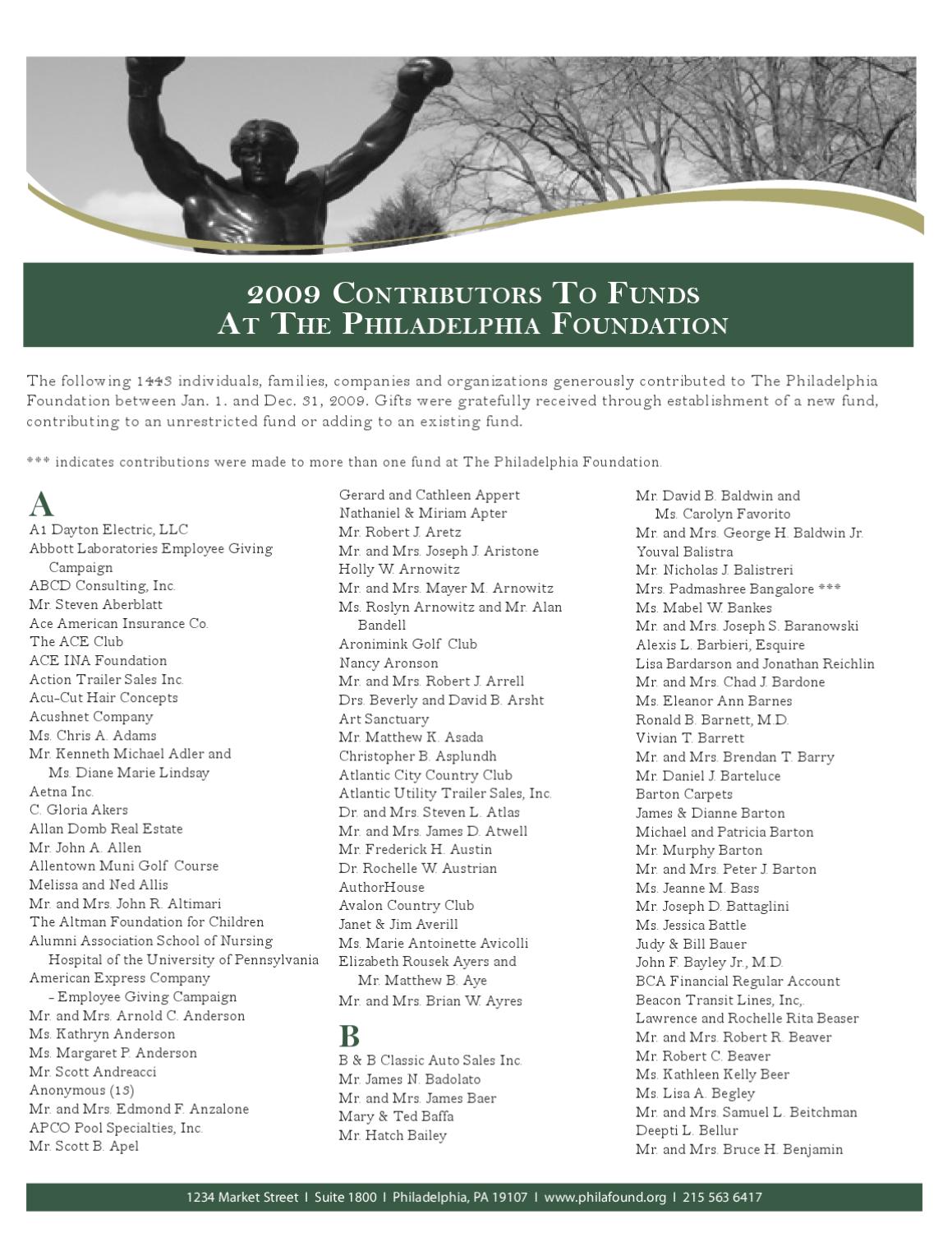2009 Contributors to Funds at The Philadelphia Foundation by The ...