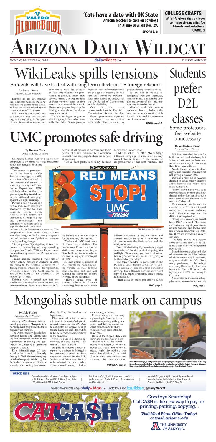 Arizona Daily WIldcat — Dec. 6, 2010 by Arizona Daily Wildcat - Issuu