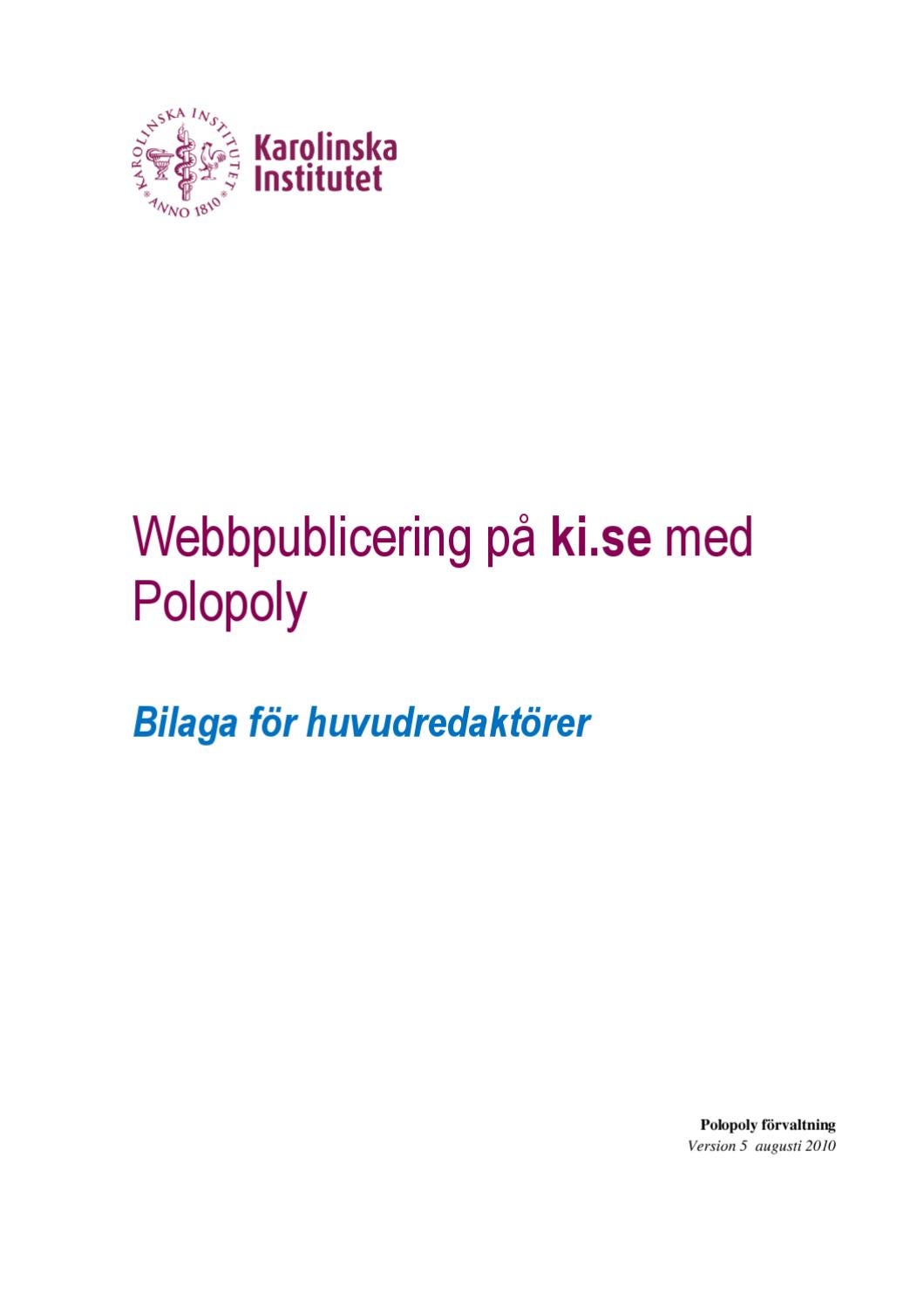 Webbpublicering på ki.se med Polopoly by Karolinska Institutet - Issuu