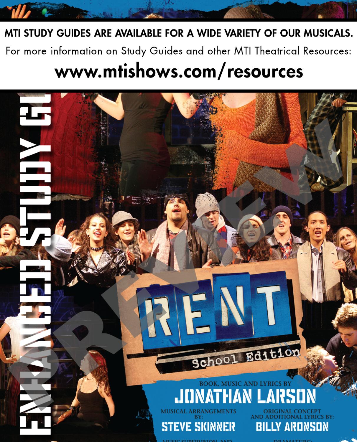 RENT SCHOOL EDITION (ENHANCED) Study Guide - Preview by Music Theatre ...