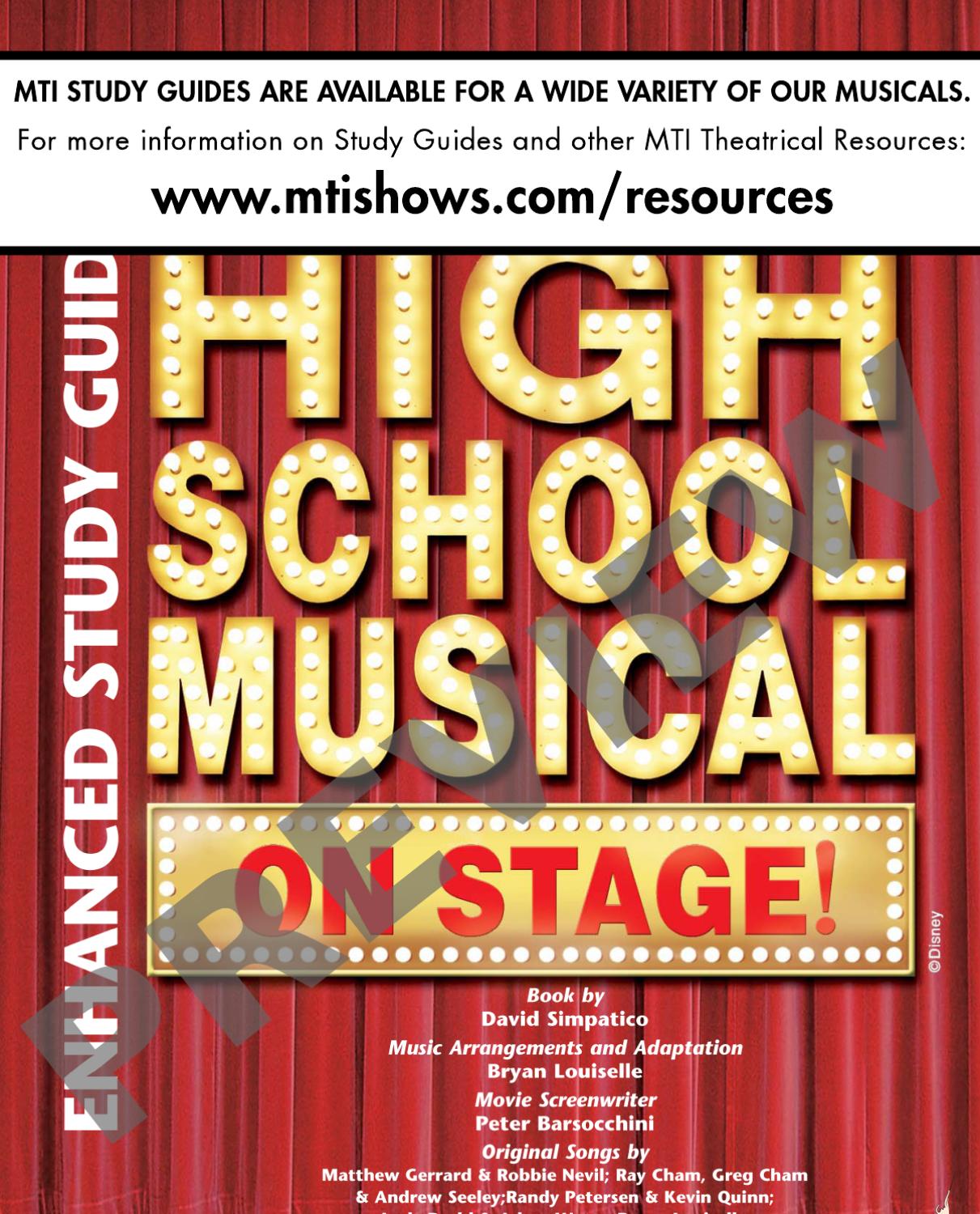 HIGH SCHOOL MUSICAL Enhance Study Guide - Preview by Music Theatre ...