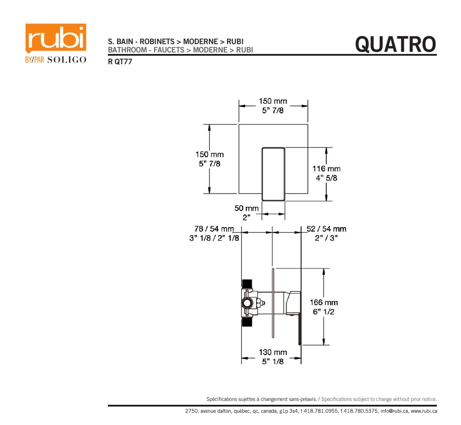 R QT77 Quatro faucet specs by Rubi Soligo - Issuu