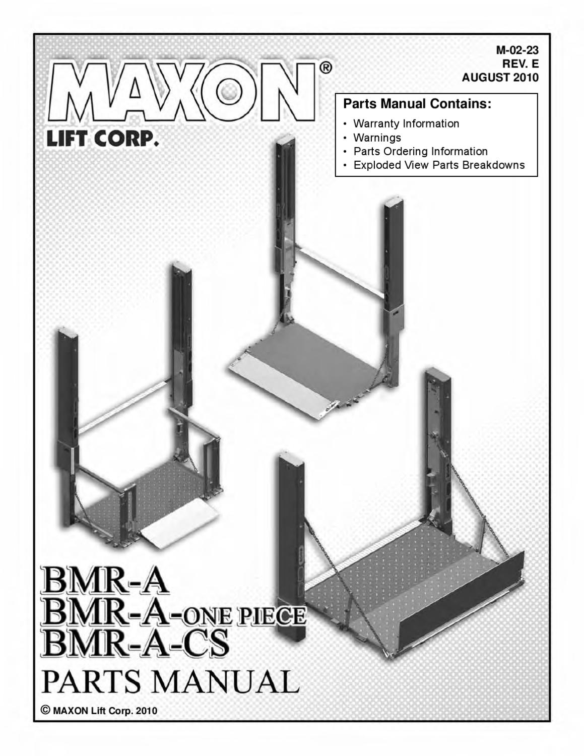 Maxon BMR-A Series Liftgate by THE Liftgate Parts Co. - Issuu