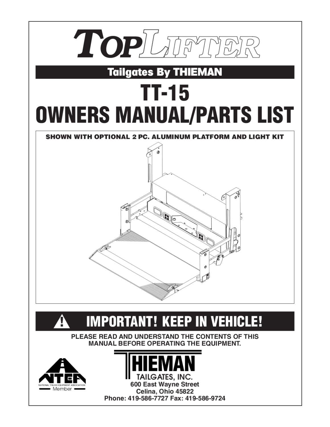 Thieman TT 15 Series Liftgate by THE Liftgate Parts Co. - Issuu