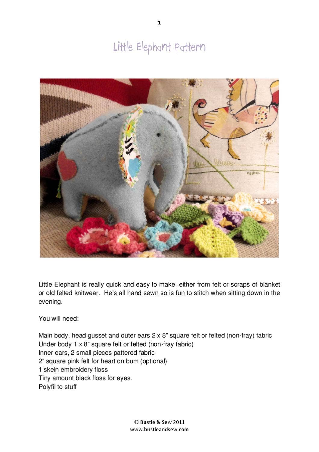 Little Elephant Toy pattern by Bustle & Sew - Issuu