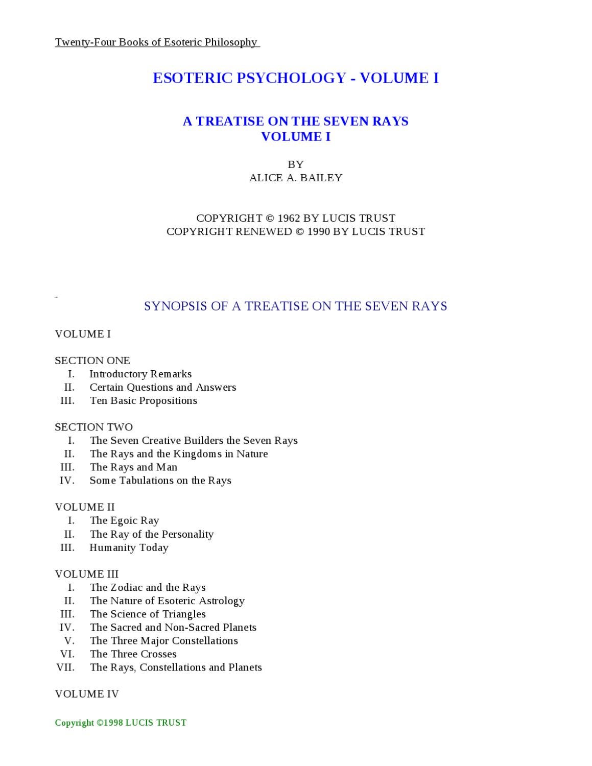 Esoteric Psychology- a Treatise on the Seven Rays- Vol 1 by group24 - Issuu