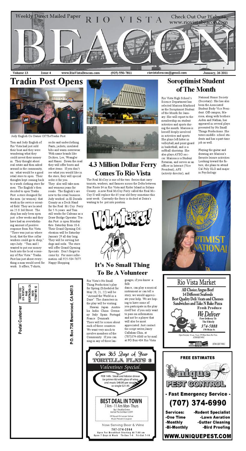 Rio Vista Beacon newspaper, Jan 26, 2011 by liz litaea - Issuu