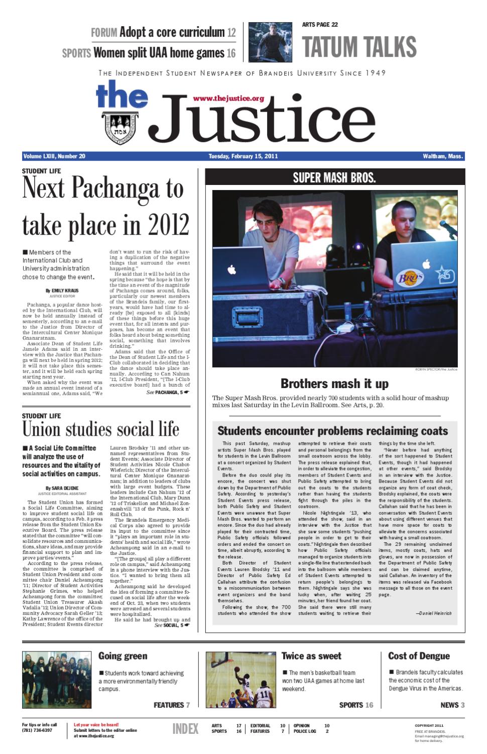 The Justice, February 15, 2011 issue by The Justice - Issuu