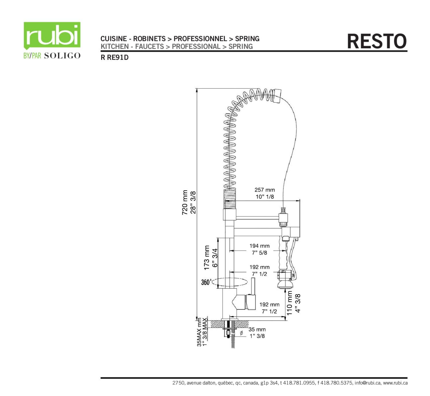 Resto Spring Professionnal kitchen faucets specification by Rubi Soligo ...