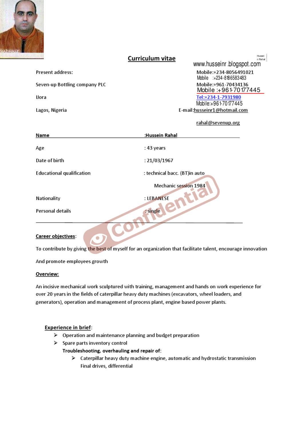 my cv by hussein rahal - Issuu