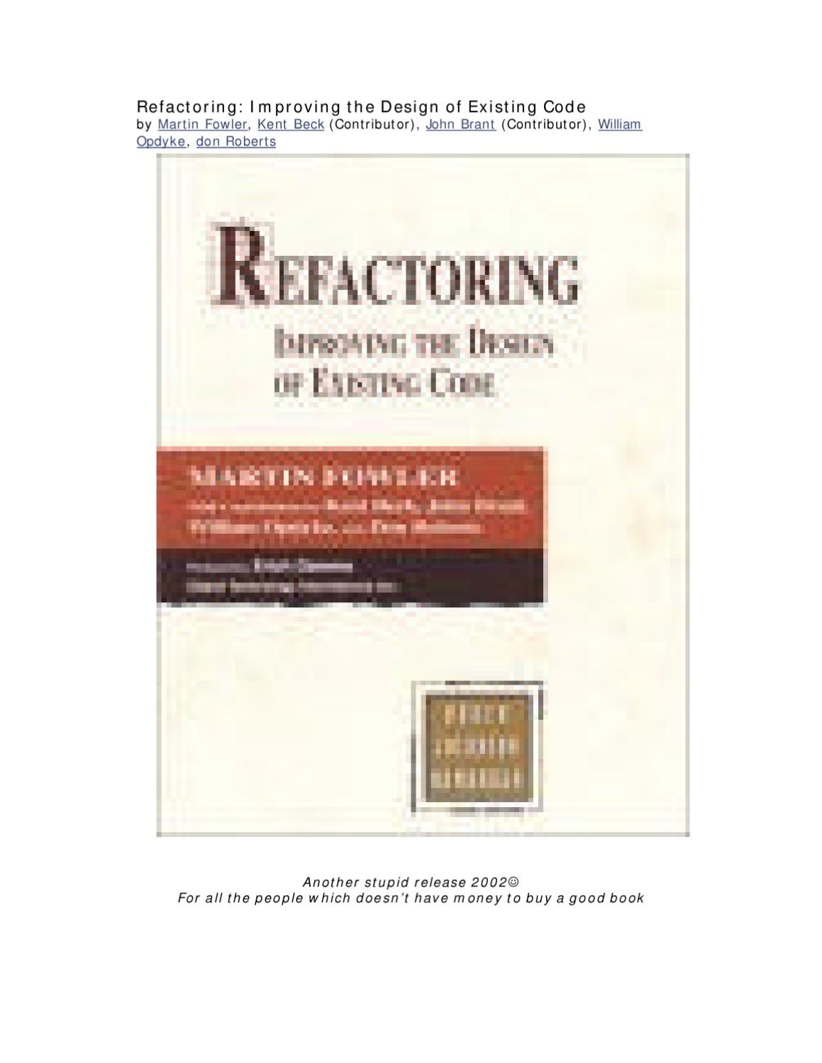 refactoring_improving_the_design_of_existing_code by sefler zhou - Issuu