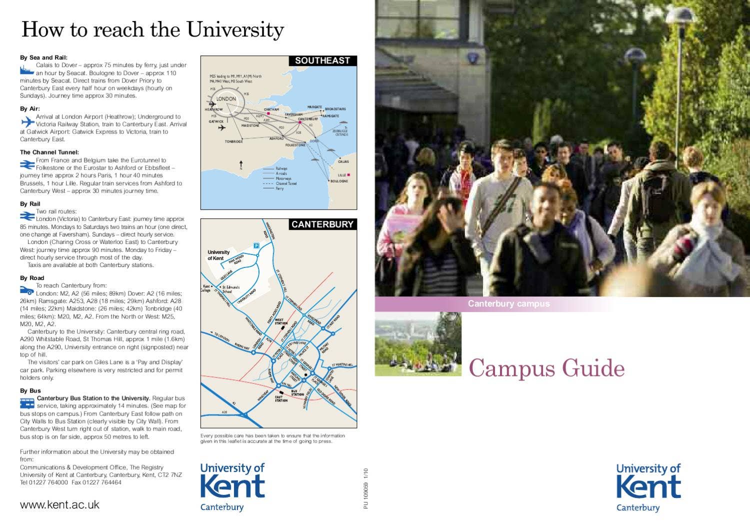 University of Kent Canterbury campus map and travel guide by University ...