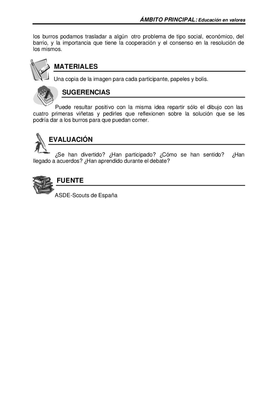 FICHAS Y TEXTOS EDUCACIÓN EN VALORES by Scouts de España - Issuu