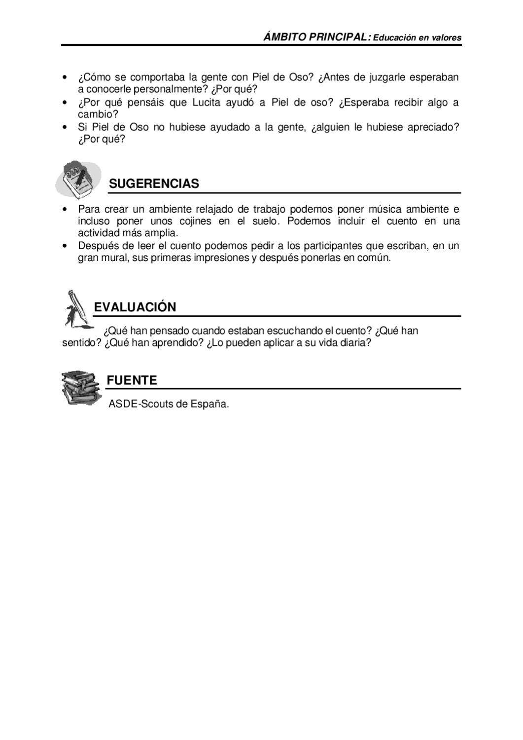 FICHAS Y TEXTOS EDUCACIÓN EN VALORES by Scouts de España - Issuu