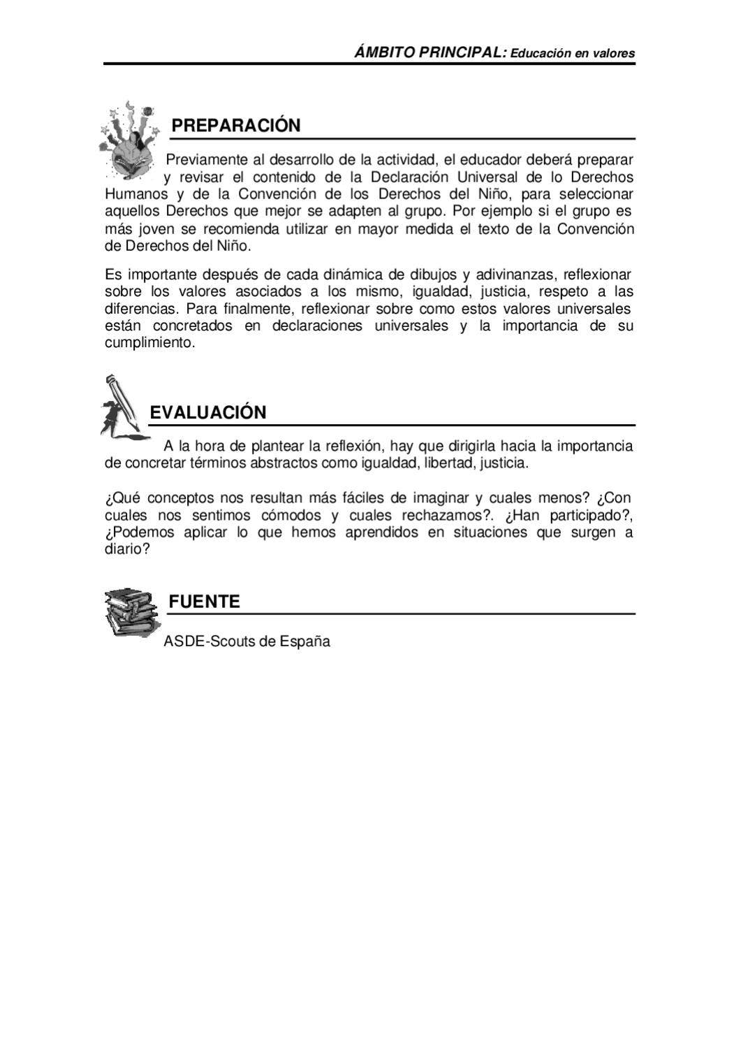FICHAS Y TEXTOS EDUCACIÓN EN VALORES by Scouts de España - Issuu