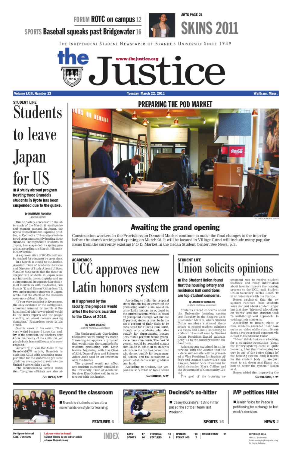 The Justice, March 22, 2011 issue by The Justice - Issuu