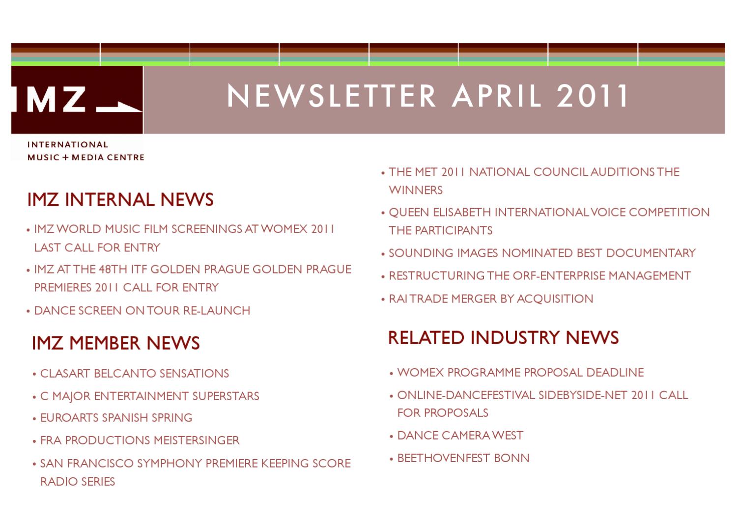 IMZ Newsletter 04/2011 by IMZ International Music + Media Centre - Issuu