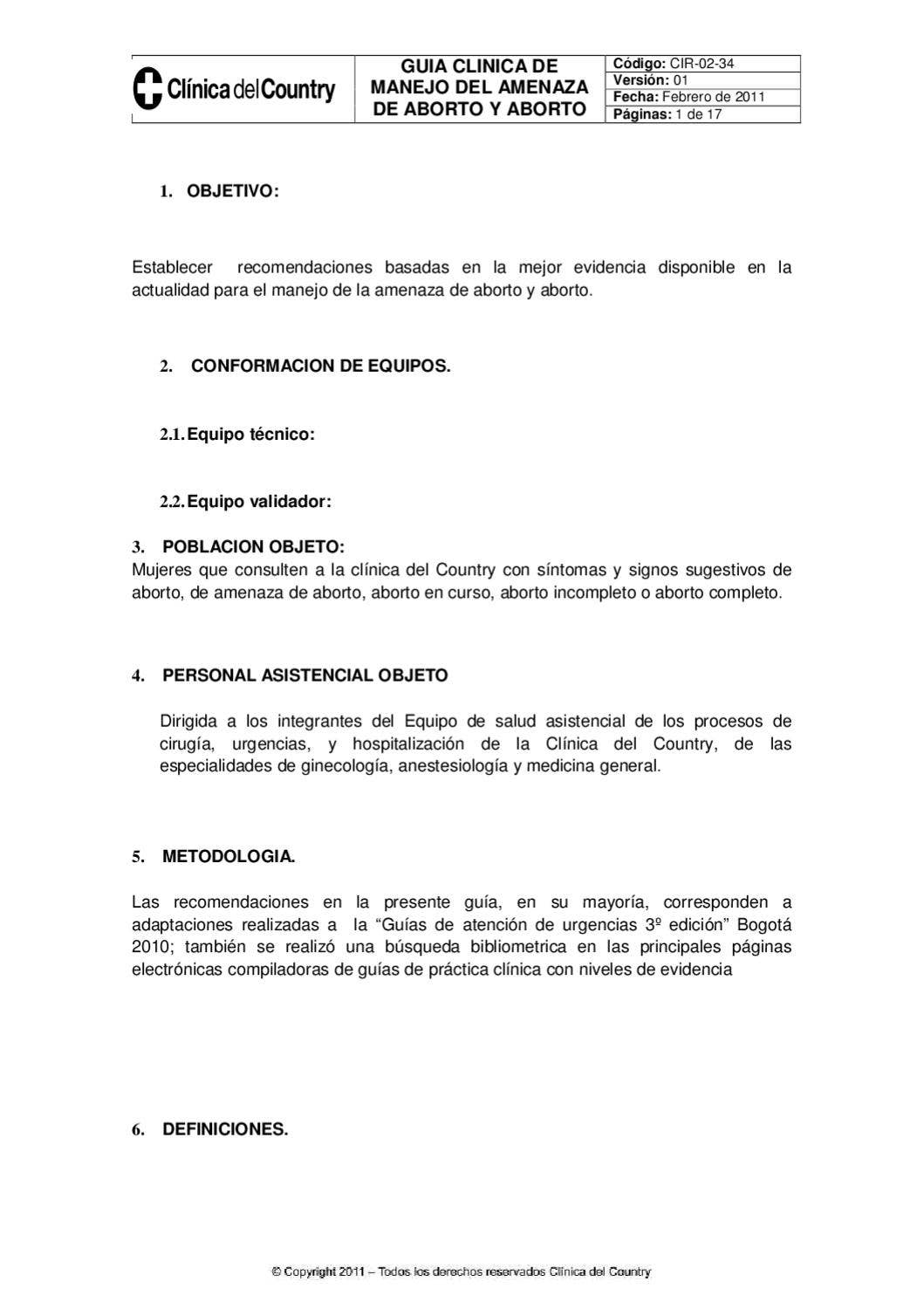 GPC de Amenaza de aborto y aborto by Clínica del Country - Issuu