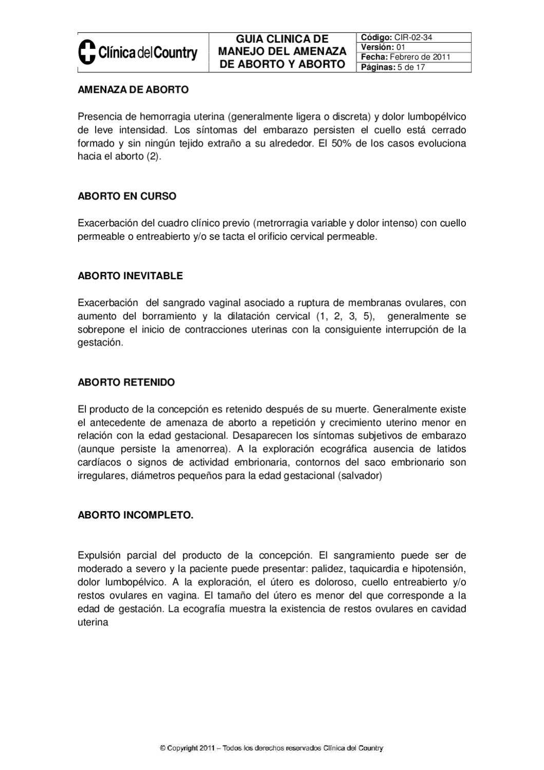GPC de Amenaza de aborto y aborto by Clínica del Country - Issuu