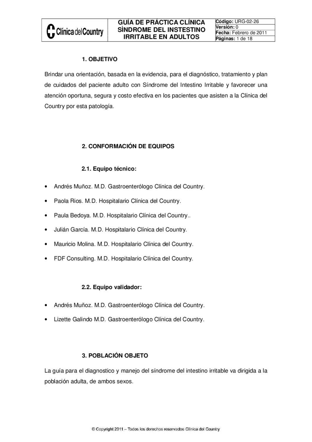 GPC de Síndrome de colon irritable en adultos by Clínica del Country ...