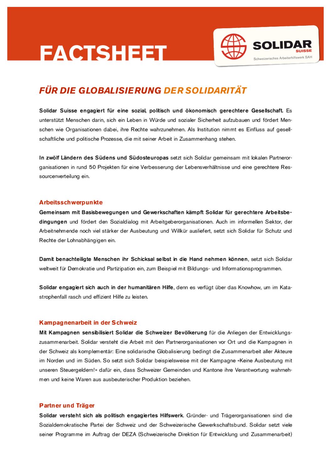 Factsheet Solidar Suisse by Solidar Suisse - Issuu