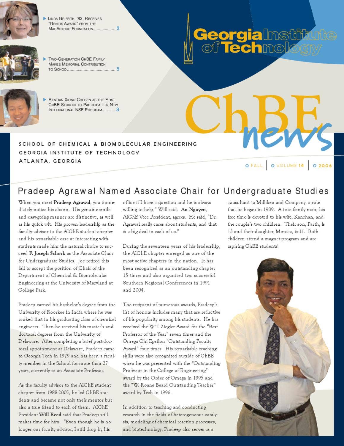 ChBE News—Fall 2006 by School of Chemical & Biomolecular Engineering at ...