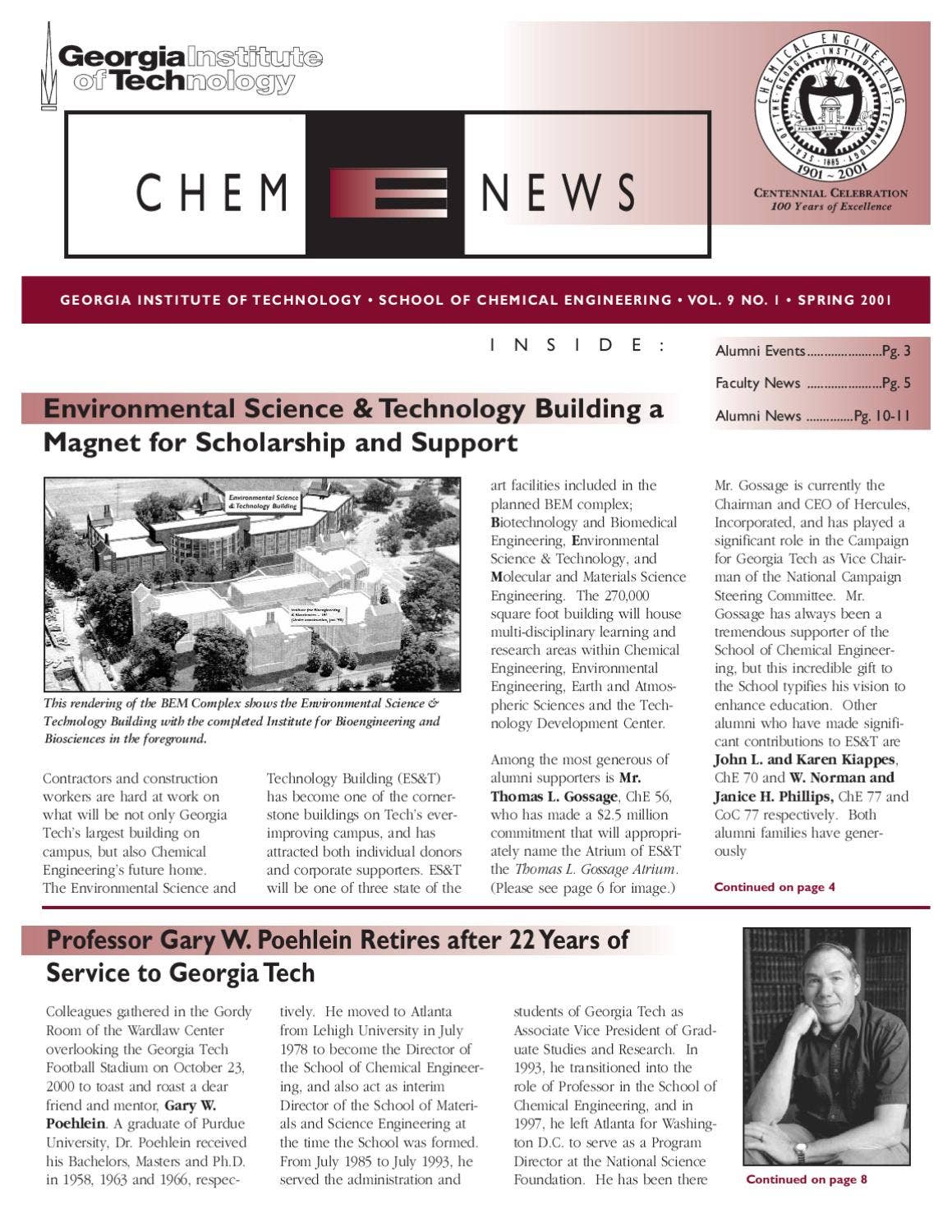 ChBE News—Spring 2001 by School of Chemical & Biomolecular Engineering ...