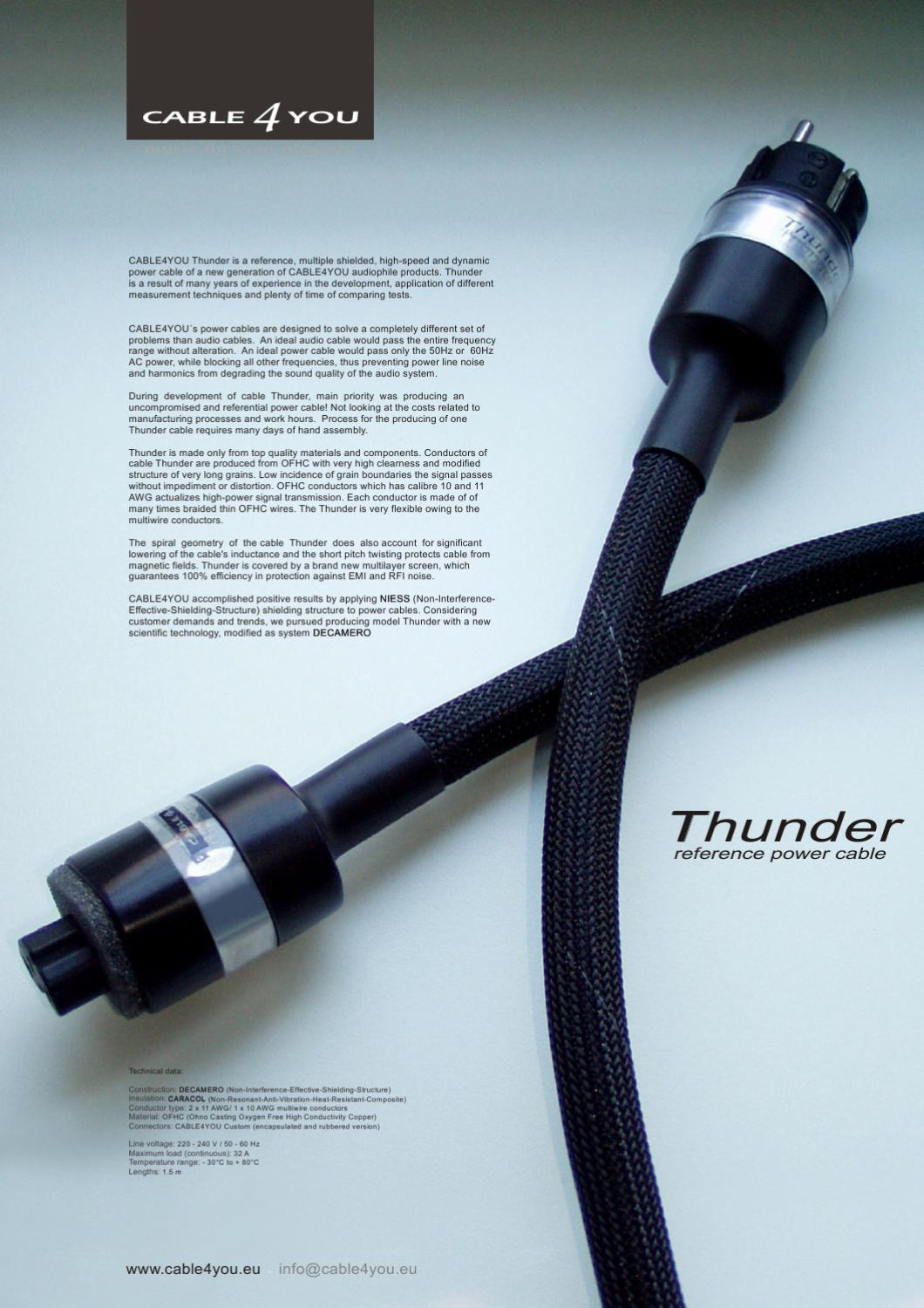 CABLE4YOU Thunder "reference power cable" by CABLE4YOU Audio - Issuu