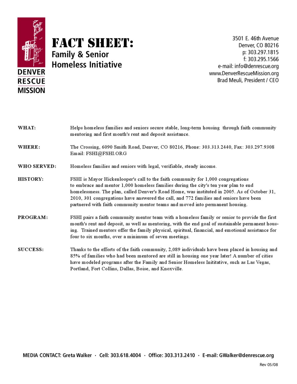 FSHI Fact Sheet by Denver Rescue Mission - Issuu