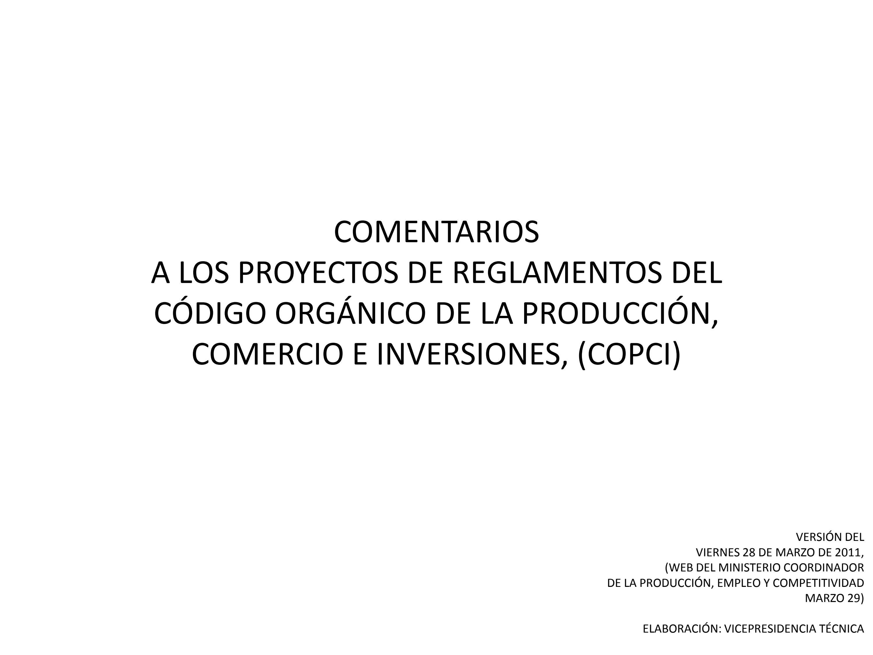 Comentarios al Reglamento del COPCI by Cámara de Industrias de ...