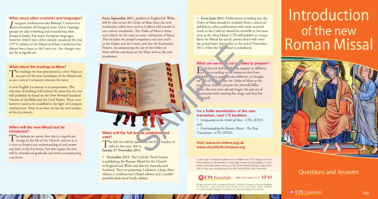 The Introduction of the new Roman Missal - Questions and Answers by ...