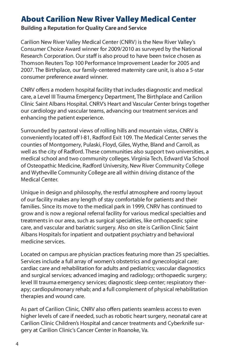 Patient Guide - Carilion New River Valley Medical Center by Carilion ...