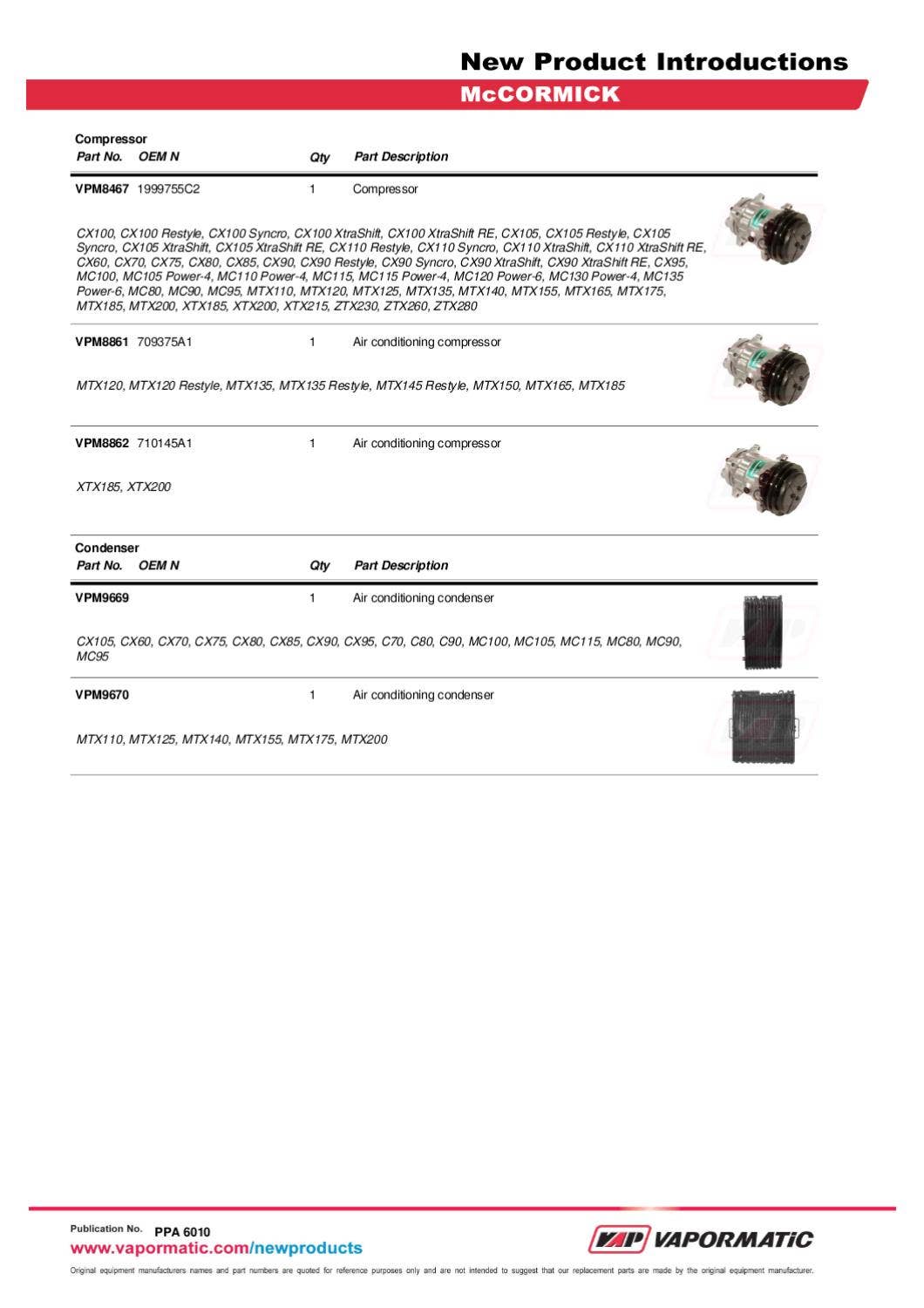 Vapormatic replacement service filters for McCormick tractors by The ...