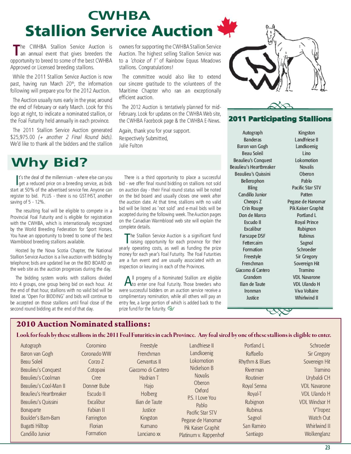 2011 Breeders Digest - Spring by Canadian Warmblood Horse Breeders ...