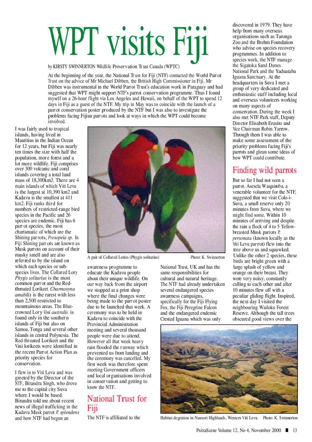 WPT Visits Fiji - Red-throated Lorikeet - PsittaScene Issue 12.4, Nov ...