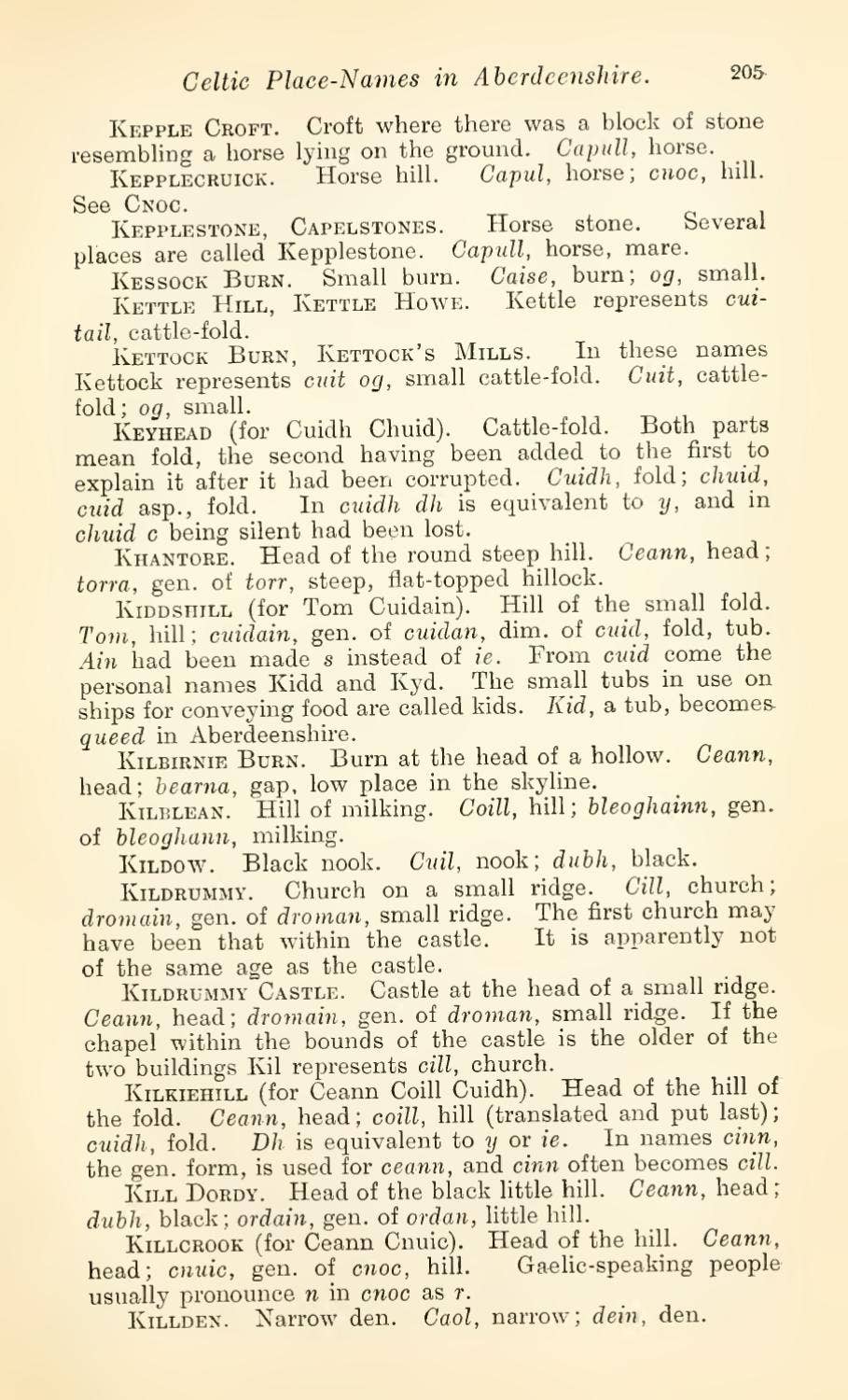 CELT-LING-Font-CELTIC PLACE NAMES IN ABERDEENSHIRE-MILNE by Marcial ...