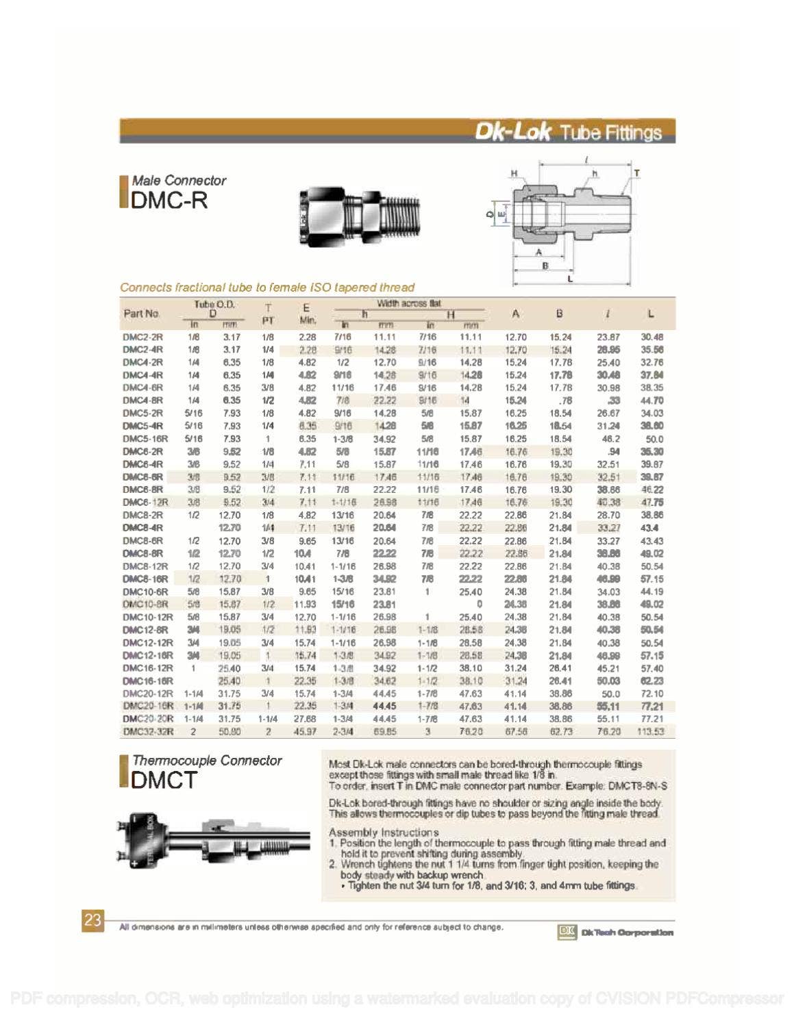 DK-Lok Tube Fittings Catalog, Complete by RMC Process Controls ...