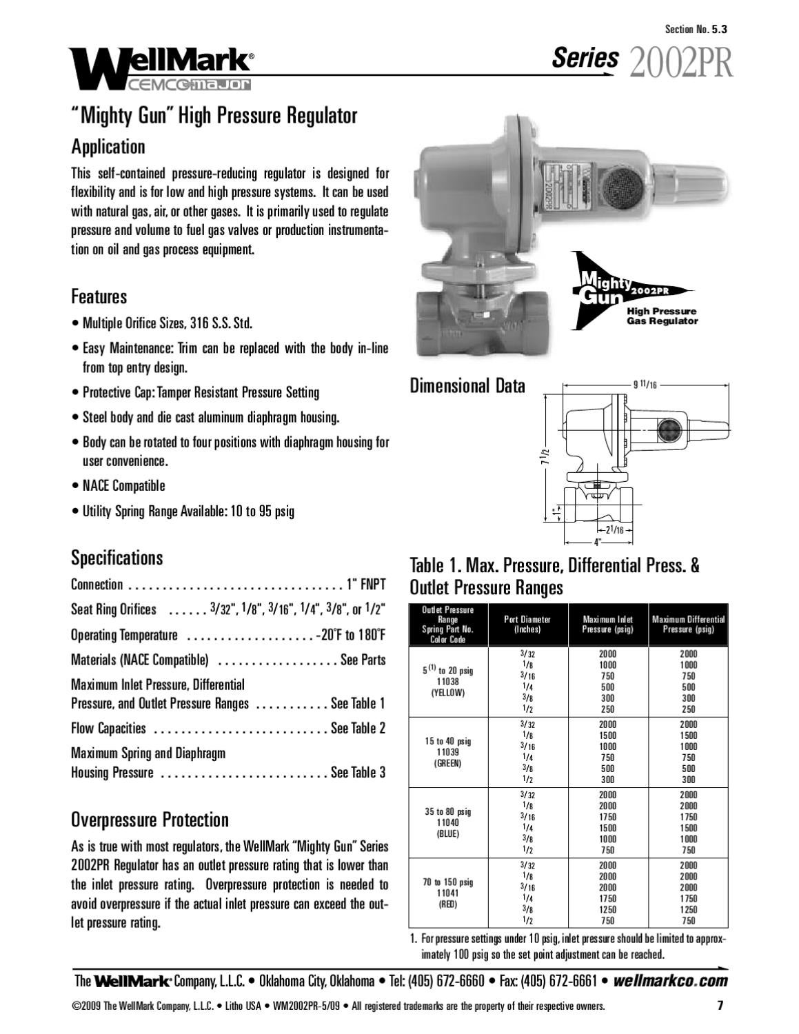 2002PR Regulator Specification, Order Code & Parts Manual by RMC ...