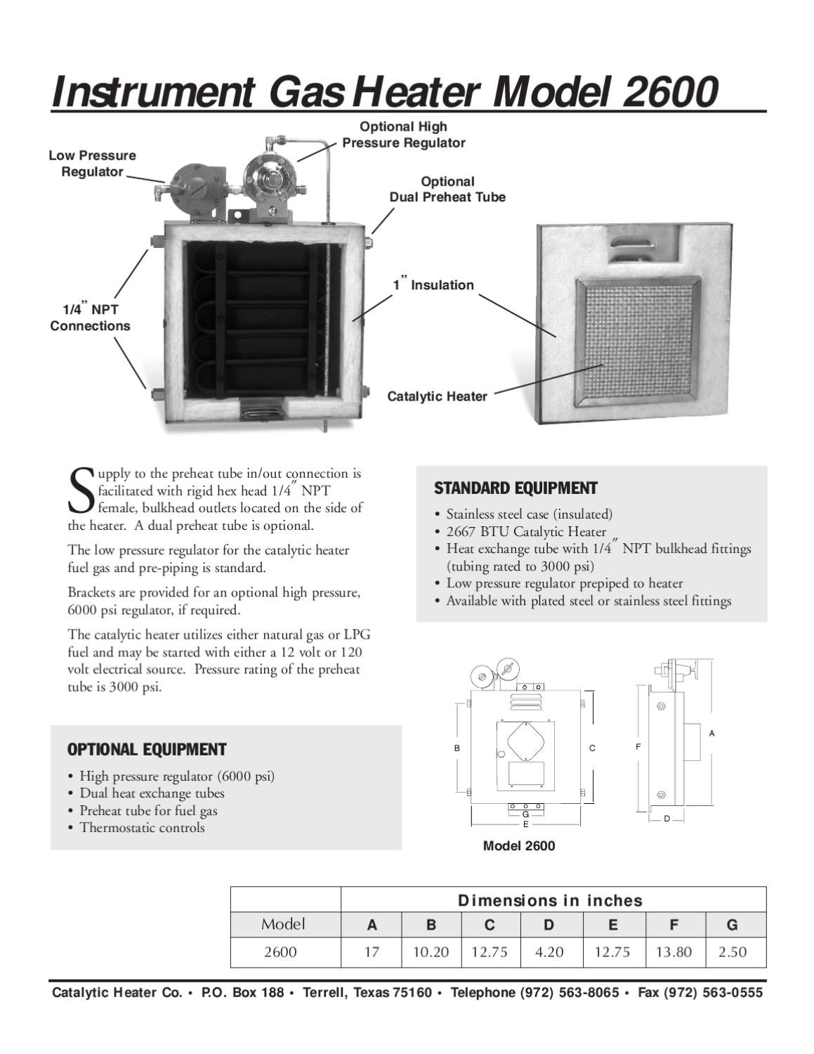 CATCO 2600 Instrument Heater Brochure by RMC Process Controls ...