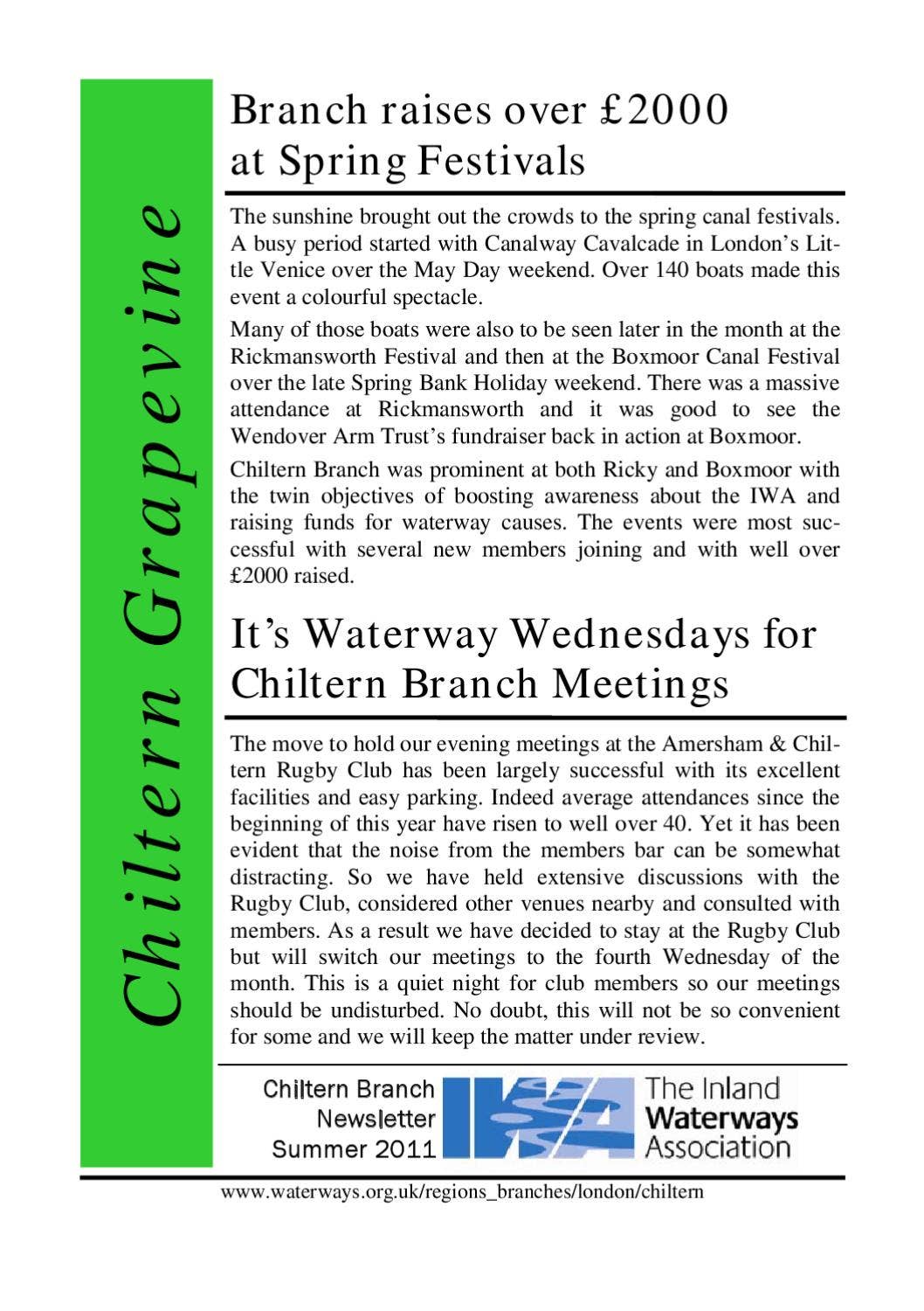 Chiltern Branch Newsletter - Grapevine Summer 2011 by The Inland ...