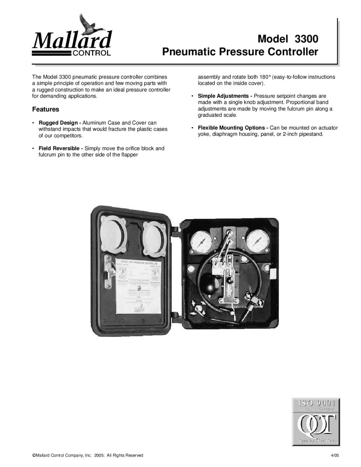 3300 Pressure Controller Bulletin by RMC Process Controls & Filtration ...