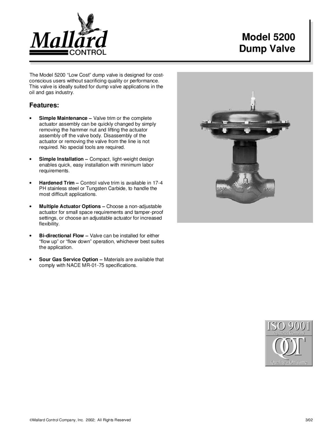 5200 Valve Bulletin by RMC Process Controls & Filtration, LLC. - Issuu